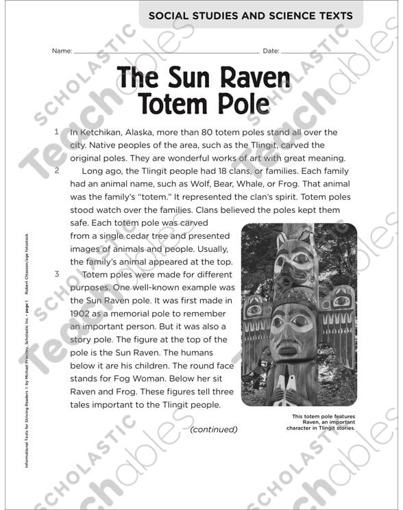 Totem Pole Worksheet