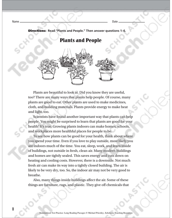 Reading Comprehension About Plants