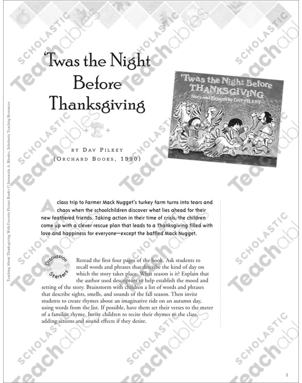 twas the night before thanksgiving coloring pages
