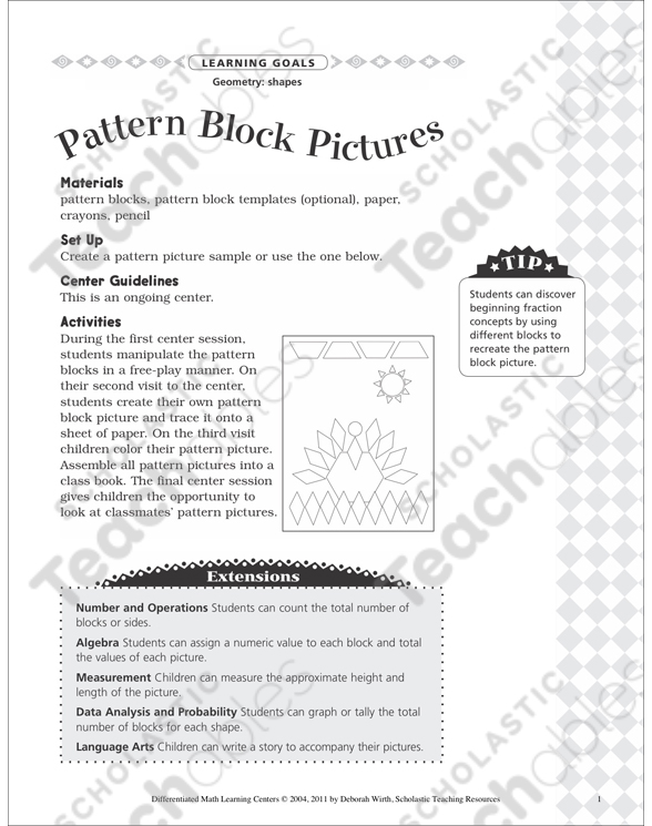 math learning center pattern shape