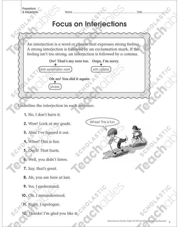 Interjections Worksheets