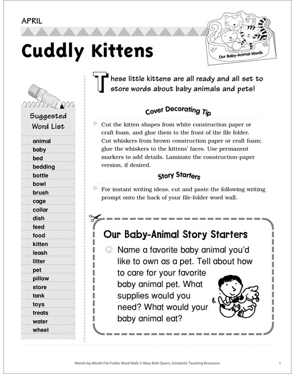 Our Baby-Animal Words: Word Wall | Printable Lesson Plans and Ideas