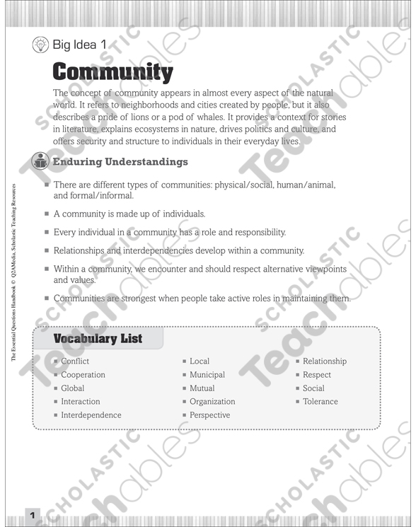 Essential Questions for Social Studies: Community | Printable Lesson ...