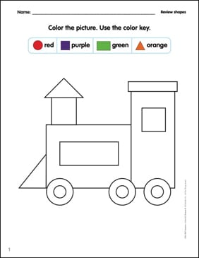 free preschool coloring pages shapes train