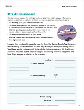 Business Letters Practice Writing Worksheet For Kids