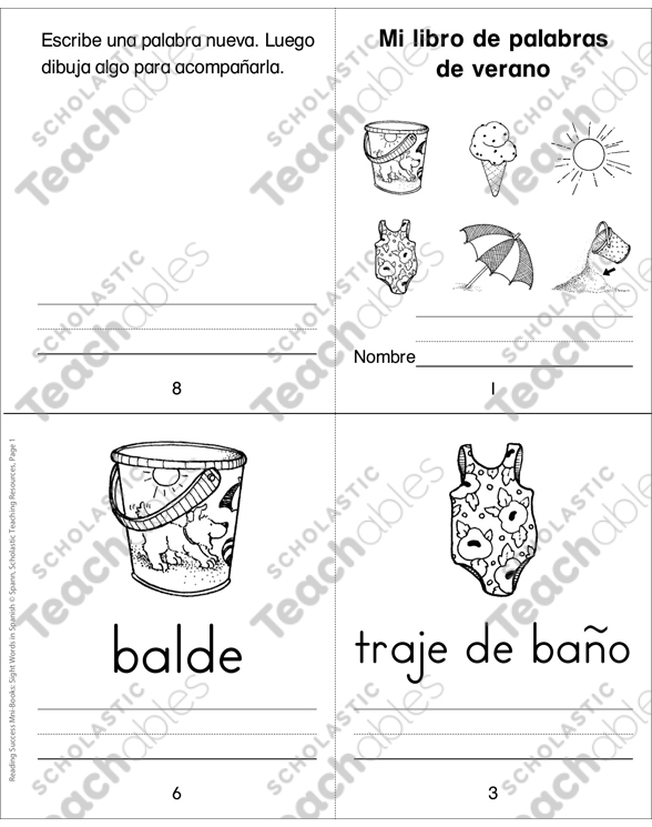 Mi Libro de Palabras del Verano | Printable Mini-Books