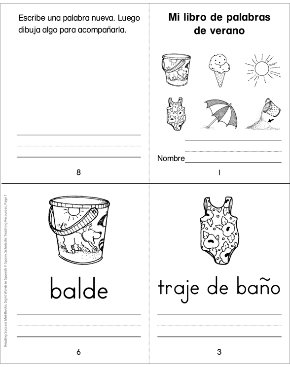 Mi Libro de Palabras del Verano | Printable Mini-Books