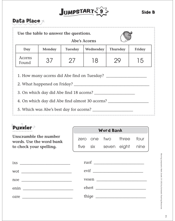 Independent Practice: Grade 2 Math Jumpstart 9 | Printable Skills Sheets