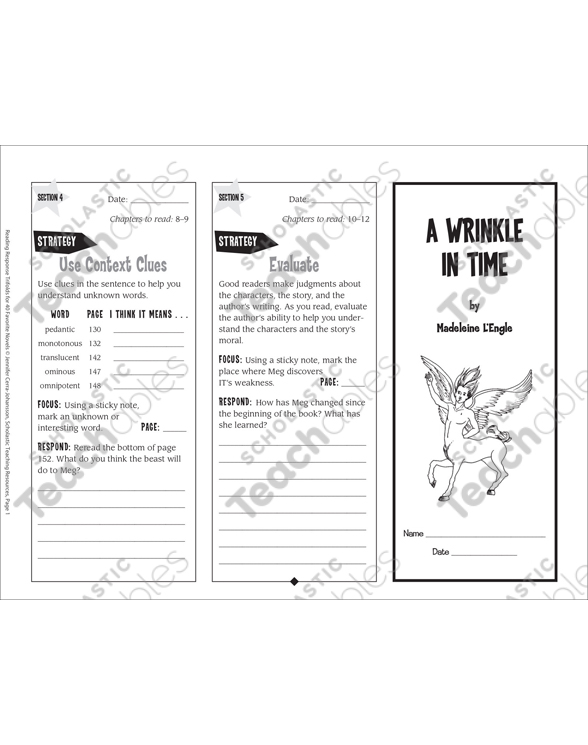 A Wrinkle In Time Anchor Chart With Free Printable