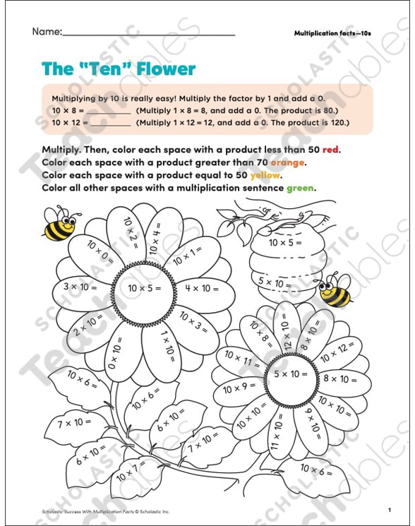 10s facts multiplication coloring pages