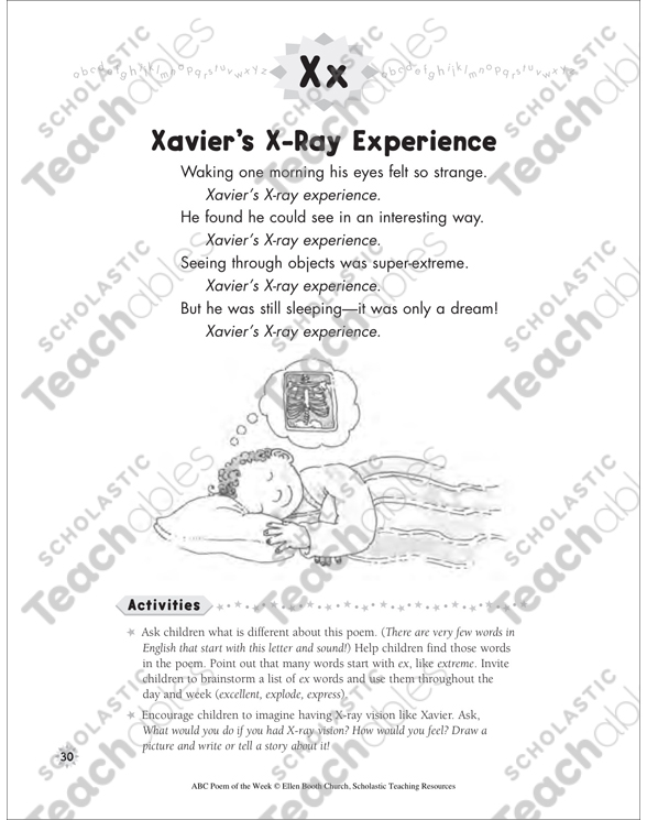 Xavier's X-Ray Experience (Letter X): Poem | Printable Lesson Plans ...