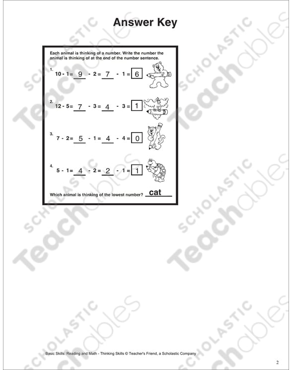 3-Step Subtraction Sentences | Printable Skills Sheets