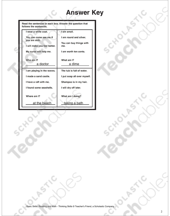 Drawing Conclusions (Logical Thinking) | Printable Skills Sheets