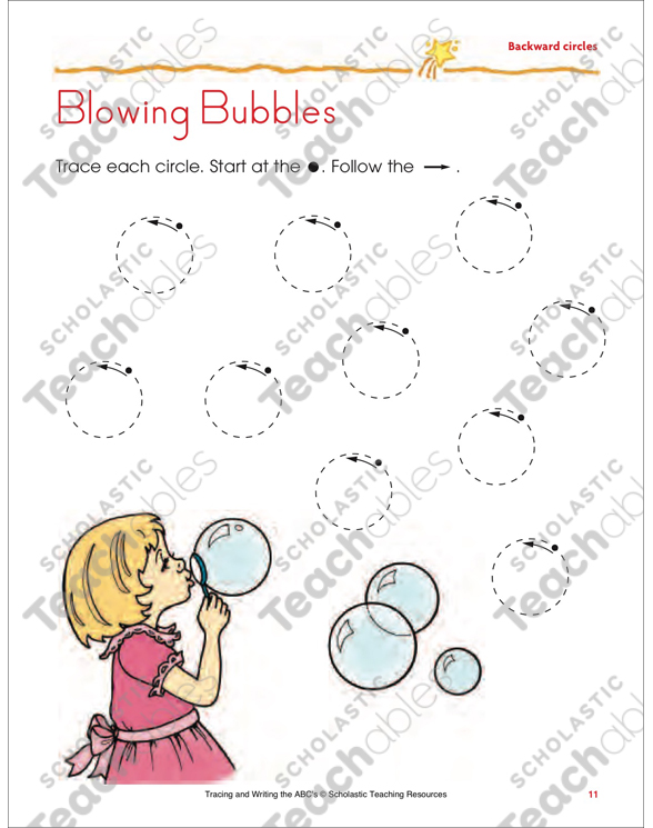 Blowing Bubbles: Handwriting Practice (Backward circles) | Printable ...