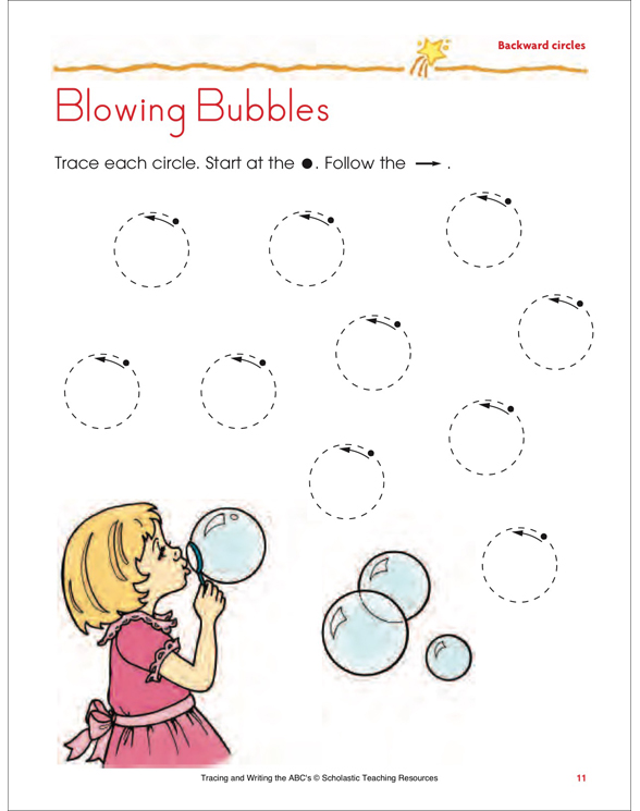 Blowing Bubbles: Handwriting Practice (Backward circles) | Printable ...