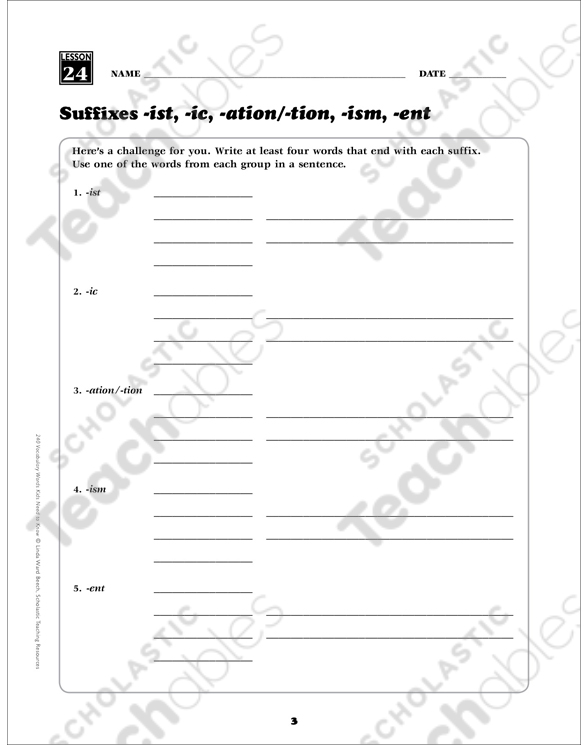 Suffixes (-ist, -ic, -ation/-tion, -ism, -ent): Grade 5 Vocabulary ...