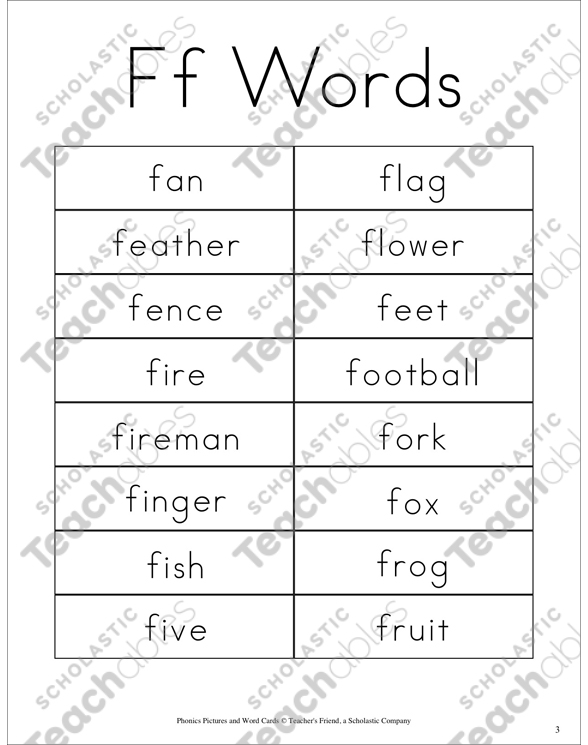 Letter Ff: Phonics Pictures | Printable Clip Art and Images