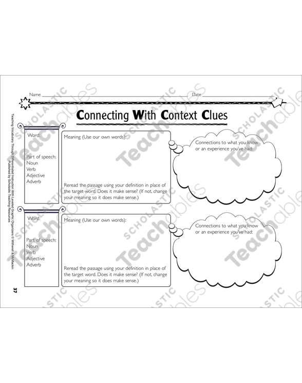 Vocabulary Context Clues Graphic Organizer