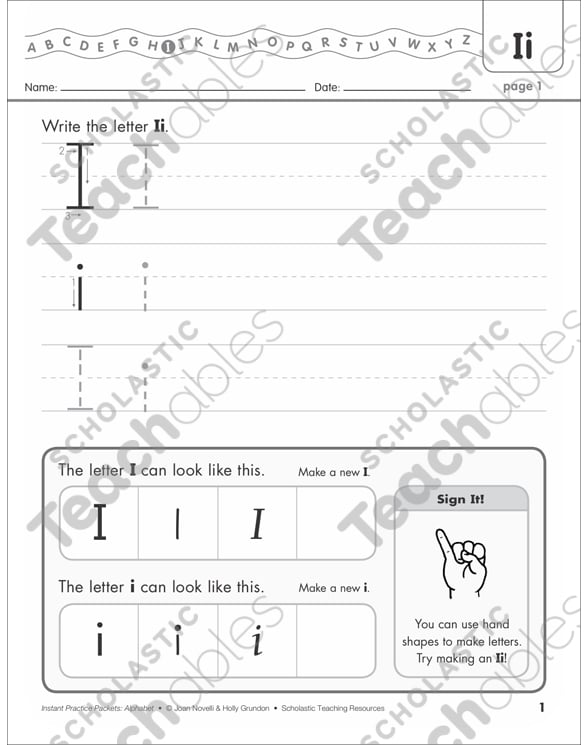 The Letter Ii: Alphabet Practice Packet | Printable Lesson Plans, Ideas ...