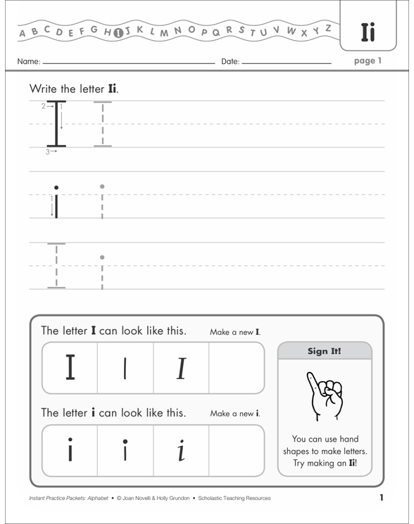 The Letter Ii: Alphabet Practice Packet | Printable Lesson Plans, Ideas ...