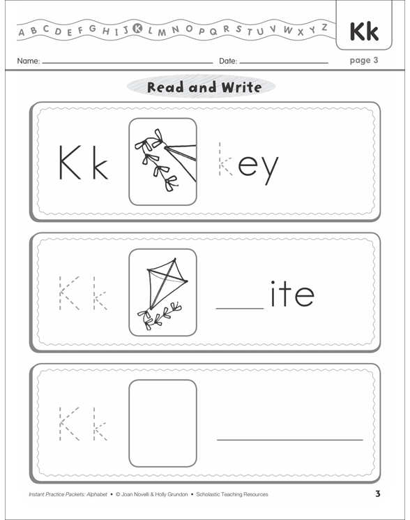 The Letter Kk: Alphabet Practice Packet | Printable Lesson Plans, Ideas ...