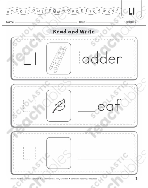 The Letter Ll: Alphabet Practice Packet | Printable Lesson Plans, Ideas ...