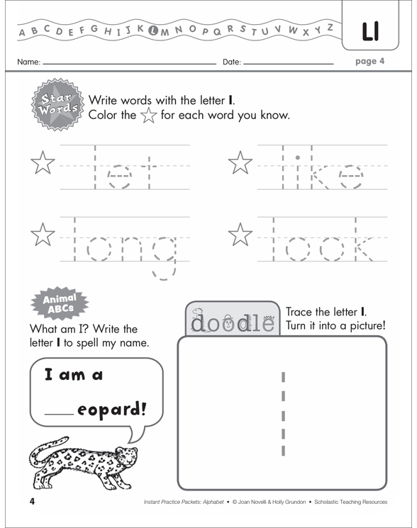 The Letter Ll: Alphabet Practice Packet | Printable Lesson Plans, Ideas ...