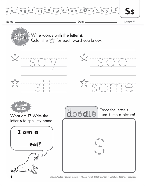 The Letter Ss: Alphabet Practice Packet | Printable Lesson Plans, Ideas ...