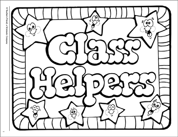 classroom helpers clip art coloring pages