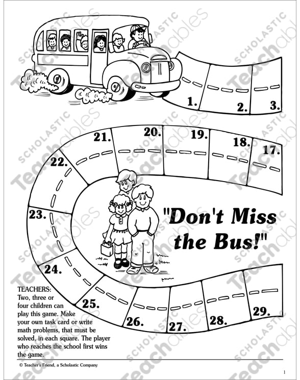 Don't Miss The Bus! Game | Printable Game Boards and Skills Sheets