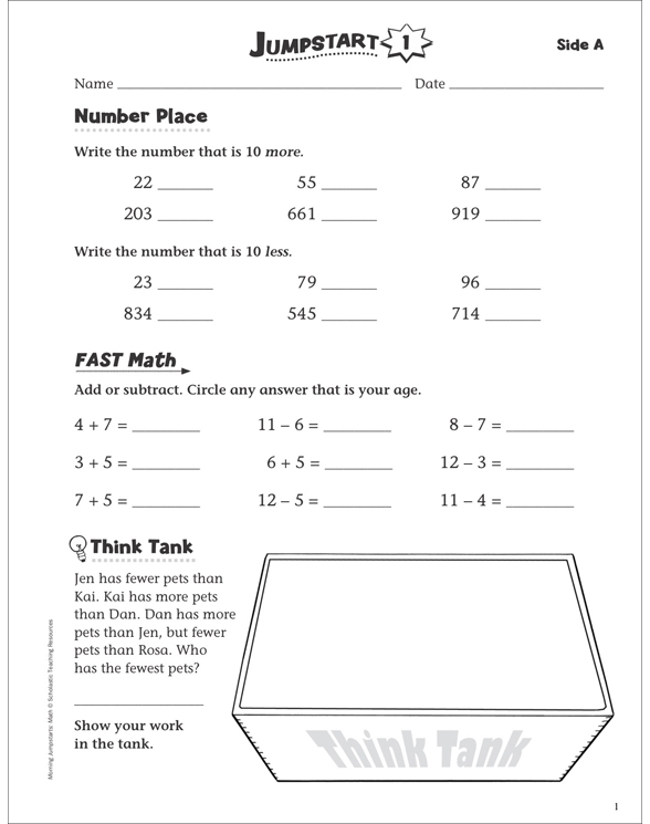 Independent Practice: Grade 3 Math Jumpstart 1 | Printable Connect the ...