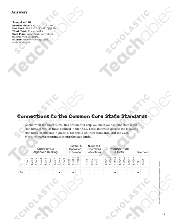 Independent Practice: Grade 3 Math Jumpstart 16 | Printable Skills Sheets