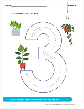 preschool number 3 coloring page