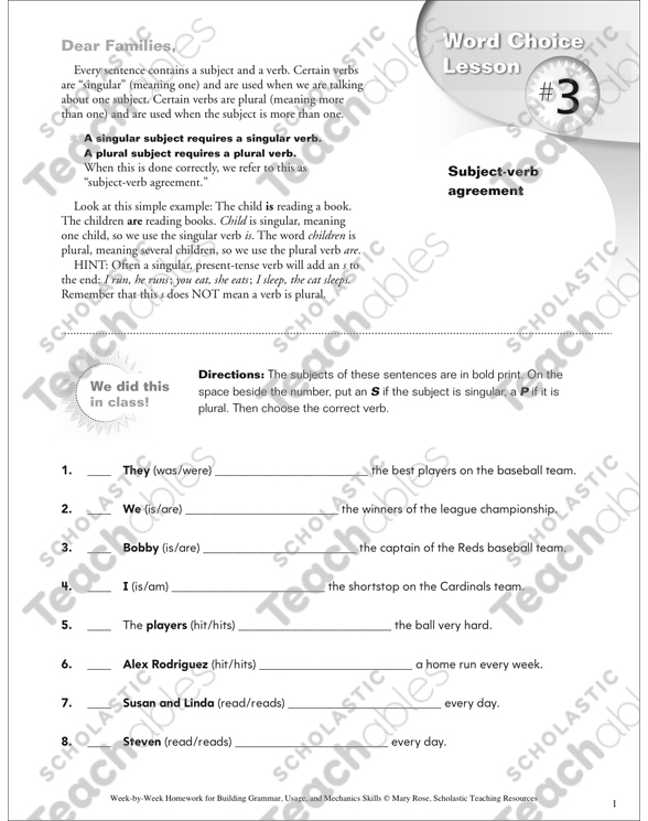 Word Choice Lesson 3: Grammar/Mechanics/Usage | Printable Assessment ...