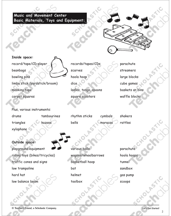 Music and Movement Center: PreK Learning Centers | Printable Learning ...