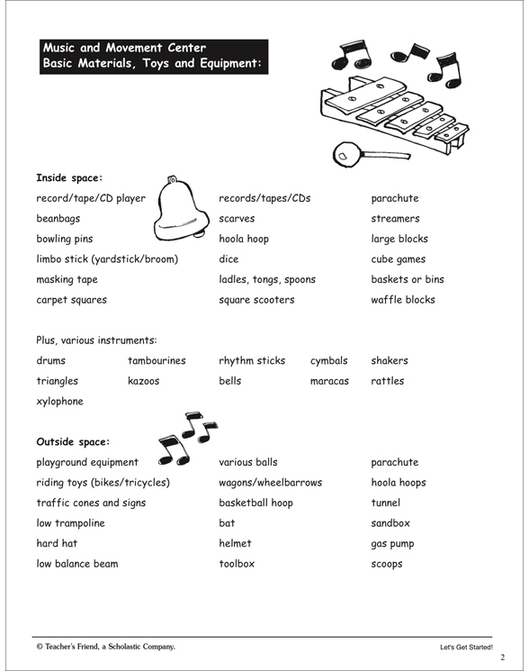 Music and Movement Center: PreK Learning Centers | Printable Learning ...