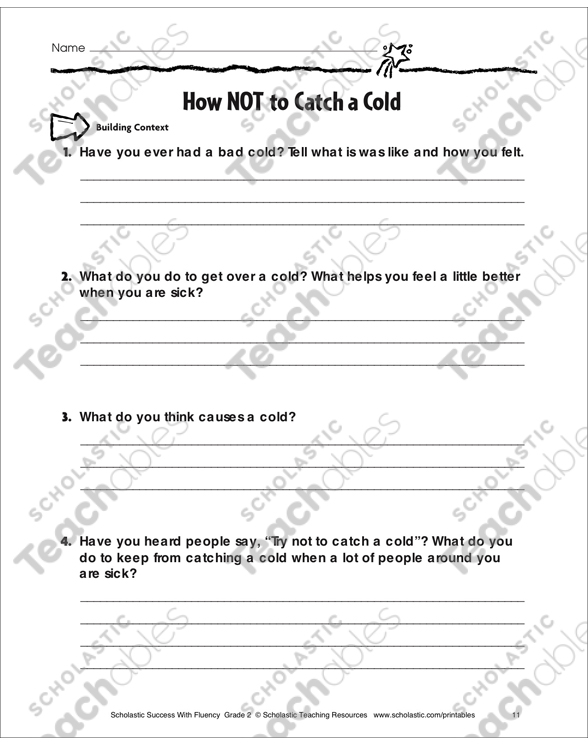 How NOT to Catch a Cold: Fluency-Building Practice | Printable Texts ...