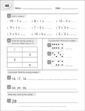 easy math test for grade 1