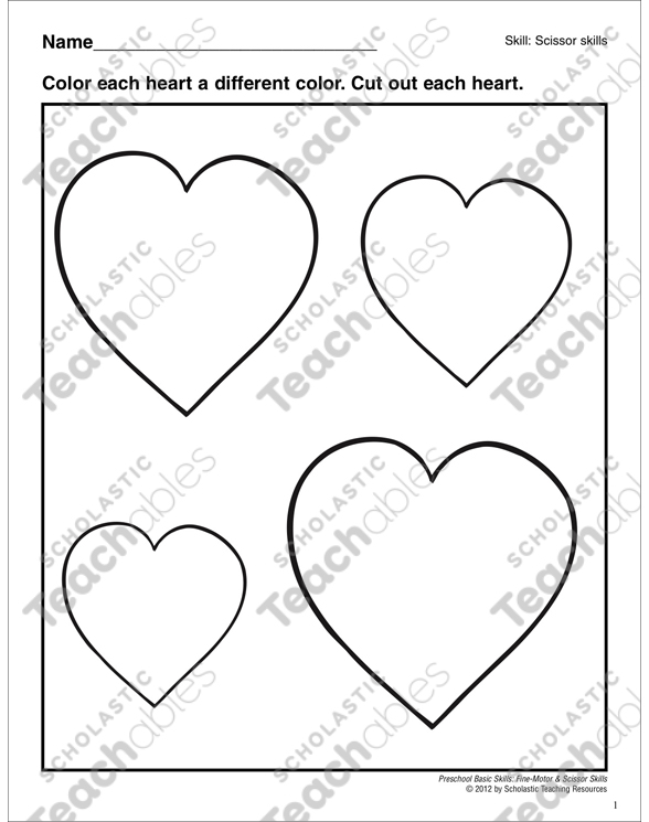 Cutting Out Hearts: Preschool Basic Skills (Scissor Skills) | Printable ...