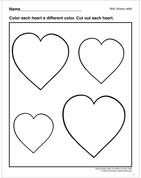 Cutting Out Hearts: Preschool Basic Skills (Scissor Skills) | Printable ...