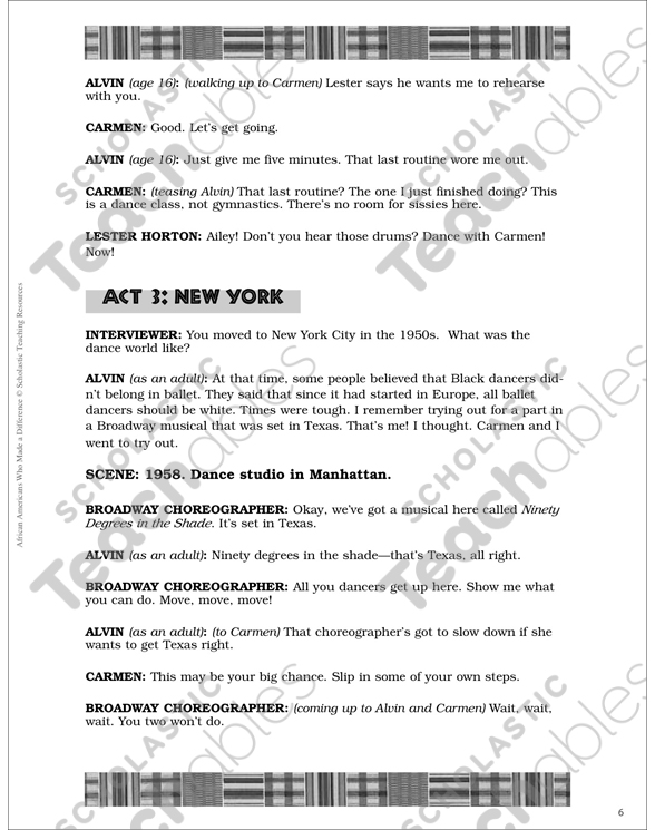 Alvin Ailey, Jr.: Play and Teaching Guide | Printable Texts