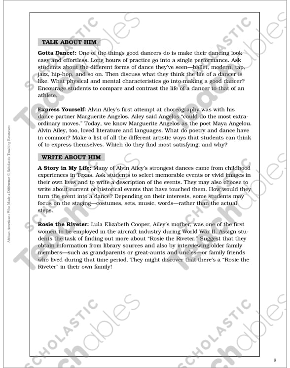 Alvin Ailey, Jr.: Play and Teaching Guide | Printable Texts