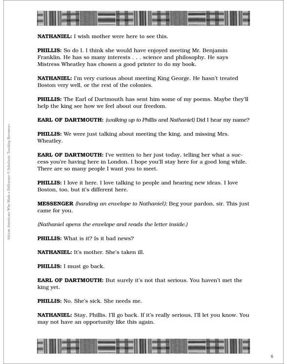 Phillis Wheatley: Play and Teaching Guide | Printable Texts