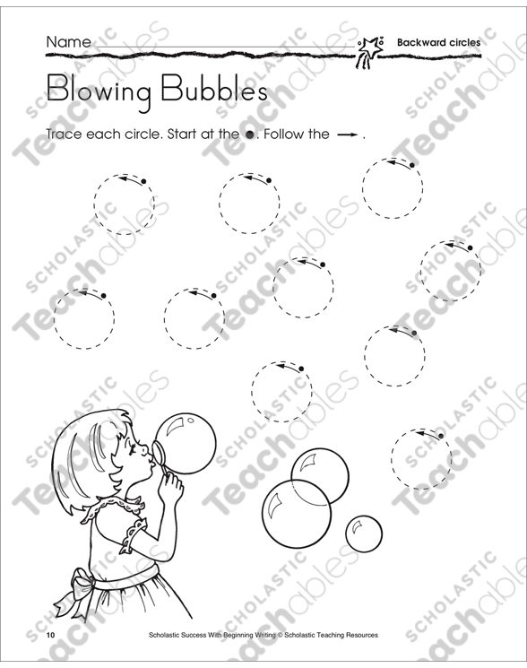 Blowing Bubbles (Backward Circles) | Printable Skills Sheets