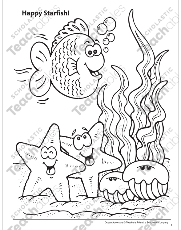 starfish swim school coloring pages