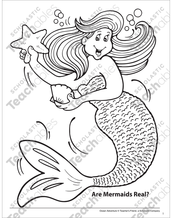 mermaid coloring pages realistic running