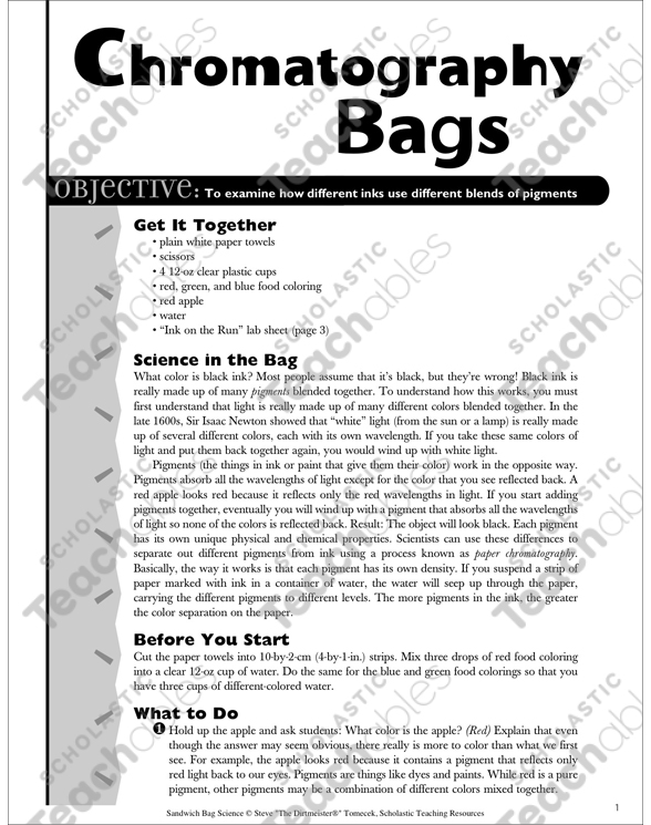 chromatography lab worksheet