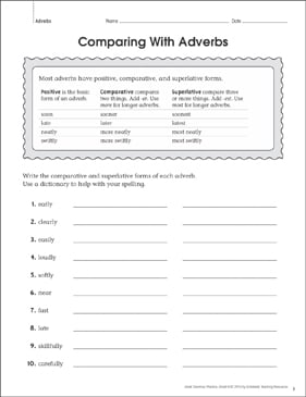 Comparing With Adverbs Worksheet