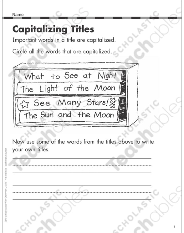 Capitalizing Book Titles Worksheets Capitalization Worksheets