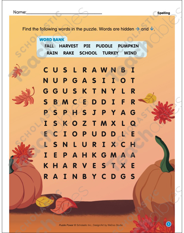 fall word search